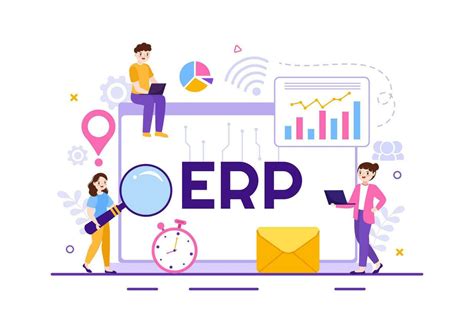Erp Enterprise Resource Planning System Vector Illustration With