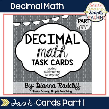 Decimal Math Task Cards Adding Subtracting Multiplying Decimals