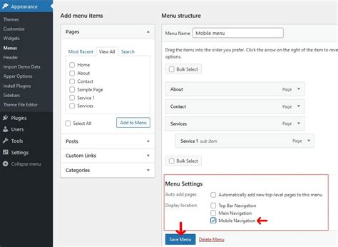 How To Create A Mobile Menu For Apper Theme Acmeedesign Support System