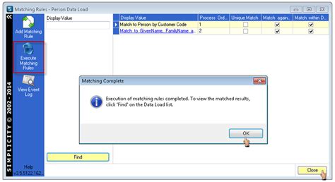 Data Load Execute Match Rules