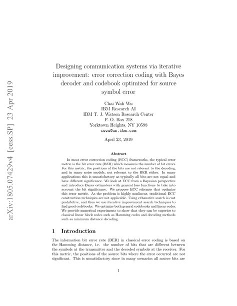 Designing Communication Systems Via Iterative Improvement Error Correction Coding With Bayes