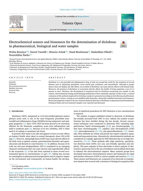 Pdf Electrochemical Sensors And Biosensors For The Determination Of Diclofenac In