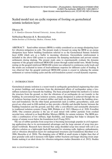 Pdf Scaled Model Test On Cyclic Response Of Footing On Geotechnical