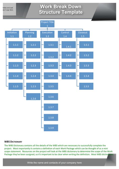 Work Breakdown Structure Template In Word And Pdf Formats Page Of