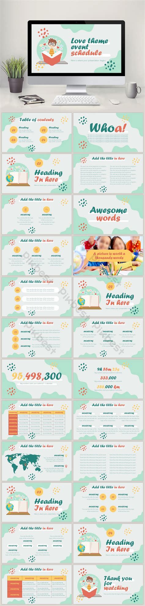 Love Theme Event Schedule Green PowerPoint PPTX Template Free Download Pikbest