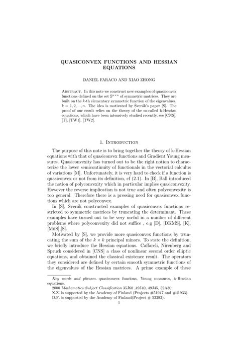 Pdf Quasiconvex Functions And Hessian Equations