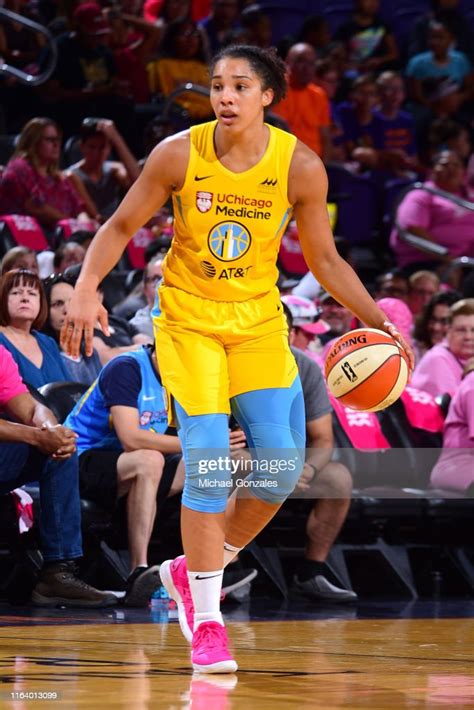 Gabby Williams Of The Chicago Sky Handles The Ball During The Game
