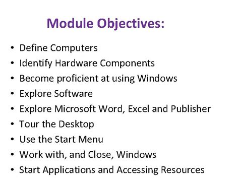 Introduction To Computers Module Objectives Define Computers Identify