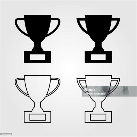 트로피 라인 아이콘 플랫 스타일 배경에 고립입니다 웹 사이트 및 응용 프로그램 디자인을 위한 트로피 아이콘 기호 기호입니다 검은