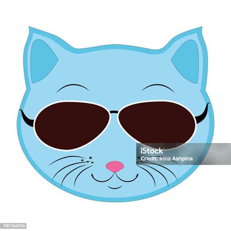 고양이 이모티콘 선글라스 작은 색깔의 웃는 아이콘 기호 및 기호 아이콘은 웹 로고 모바일 앱 벡터에 사용할 수 있습니다 Brand Name Online Messaging