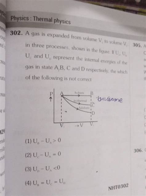 Physics Thermal Physics 302 A Gas Is Expanded From Volume V To To V