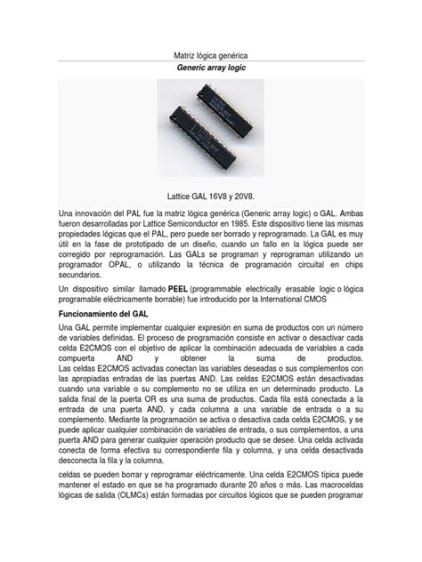 Generic Array Logic Funcionamiento Del Gal Pdf Diseño Electronico