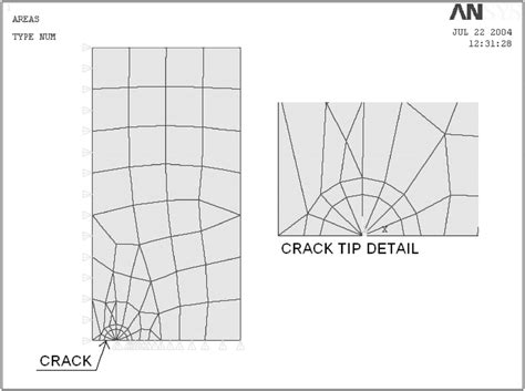 Finite Element Model Used To Analyze A Centrally Cracked Plate See The Download Scientific