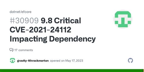 98 Critical Cve 2021 24112 Impacting Dependency · Issue 30909