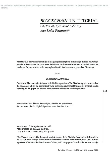 Pdf Blockchain Un Tutorial