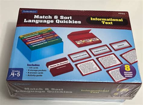 Lakeshore Match And Sort Language Quickies Informational Text Cards