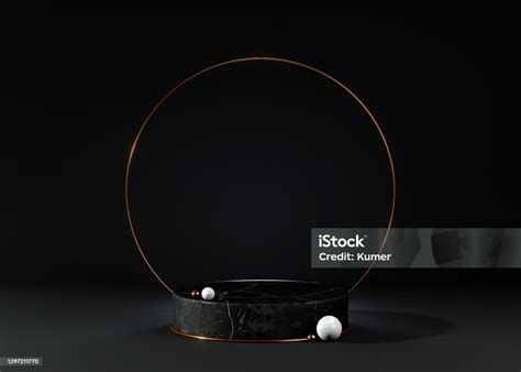 검은 배경에 고립 된 흰색 대리석 연단의 3d 렌더링 그림 검은색에 대한 스톡 사진 및 기타 이미지 검은색 대리석 무대 Istock