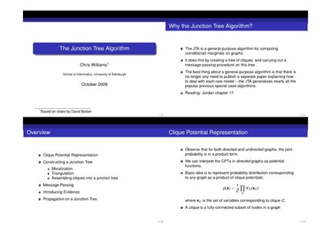 Ppt Why The Junction Tree Algorithm The Junction Tree Algorithm