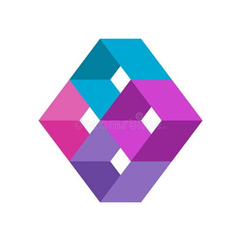 D Isometric Box Shape Outline Small Cube In A Big Cube Abstract Dimensional Box Object Stock