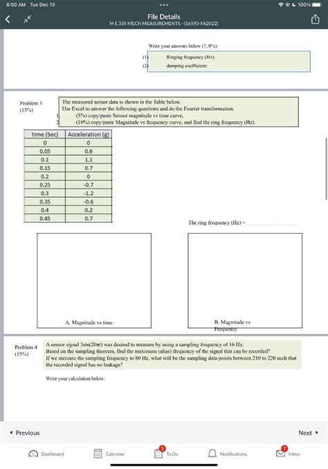 Solved Write Your Answers Below 78 The Measured Sensor