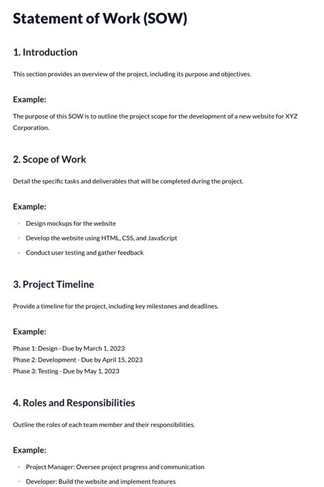 Statement Of Work Sow Template Template Collaborative Docs For Teams