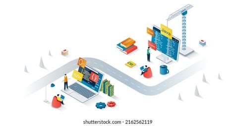 Programming Company Concept 3d Isometric Web Stock Illustration