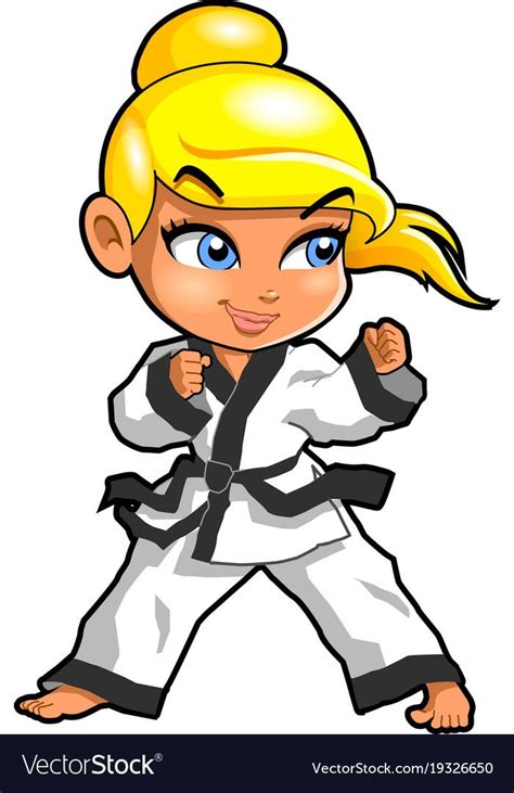 Karate Girl Black Belt Cartoon