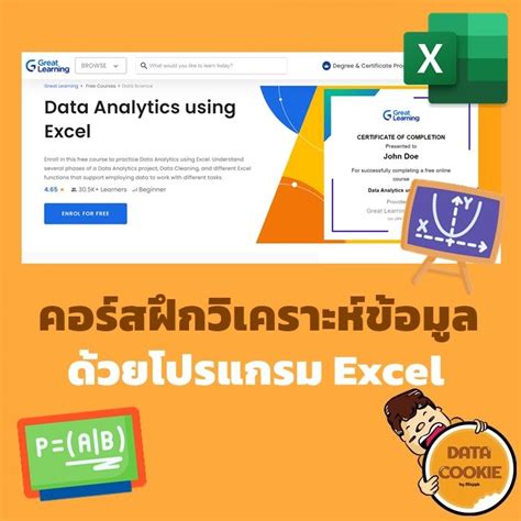 [datacookie] คอร์สเรียนฝึกวิเคราะห์ข้อมูลด้วยโปรแกรมexcel 🧑‍🏫📊 อยากลองฝึกวิเคราะห์ข้อมูลดู แต่ก็