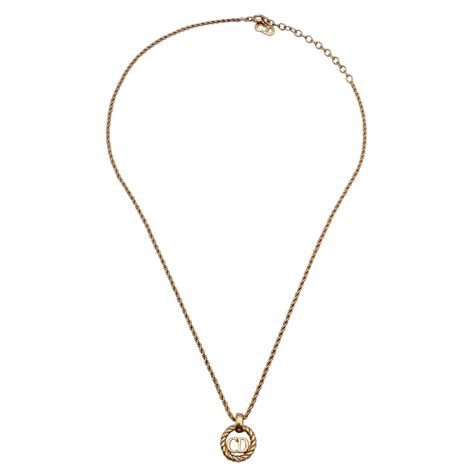 Christian Dior Gold Metal Small Cd Logo Round Pendant… Gem