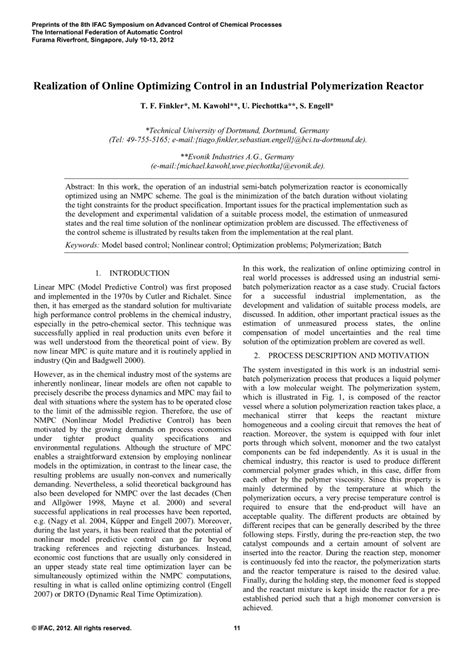 pdf realization of online optimizing control in an industrial semi