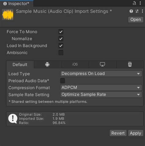 UnityAudioClipの設定 ぱんめもり