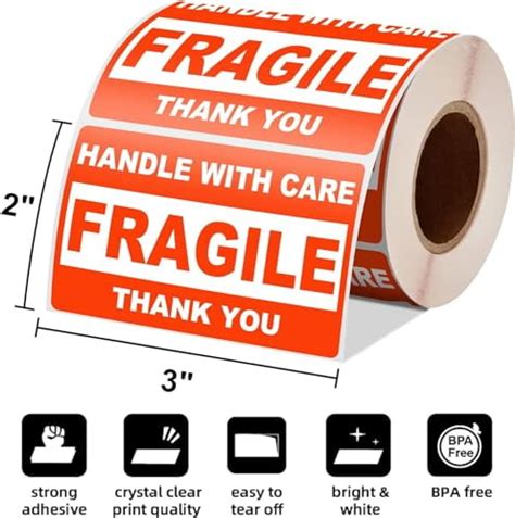 3 X 2 Fragile Stickers For Shipping Handle With Care Fragile Labels Strong Adhesive For