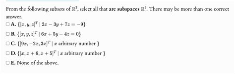 Solved From The Following Subsets Of R3 ﻿select All That