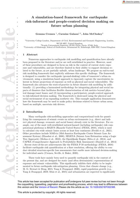 Pdf A Simulation‐based Framework For Earthquake Risk‐informed And