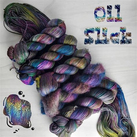 Oil Slick Hand Dyed Variegated Yarn Fingering To Worsted Weight