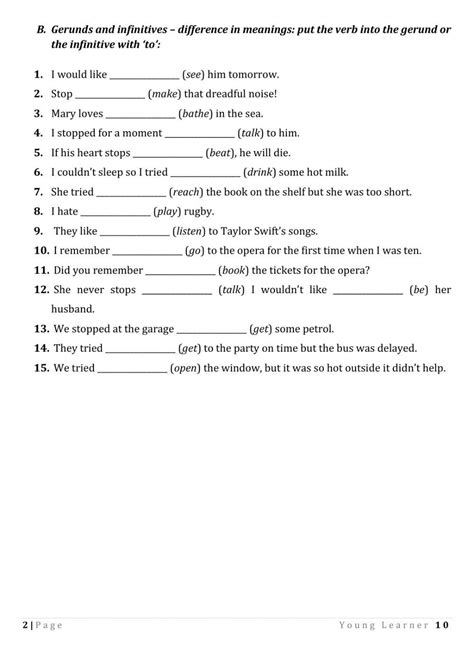 Gerund And Infinitive Interactive Activity For Intermediate Live