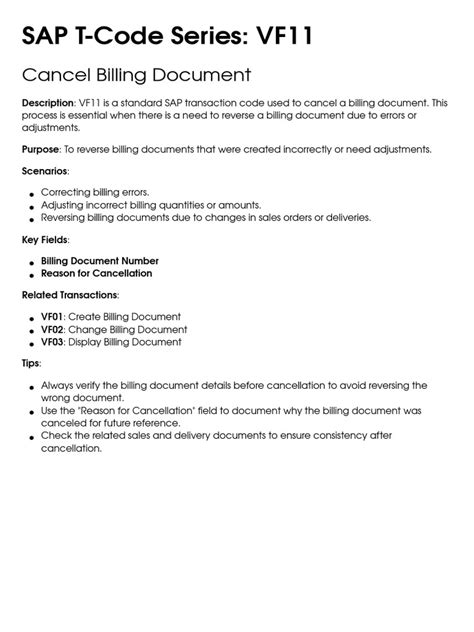 Sap T Code Series Vf11 Pdf