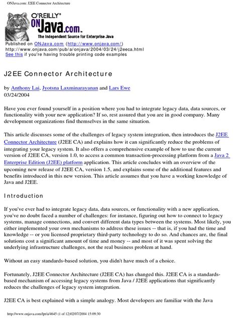 J2EE Connector Architecture | PDF | Enterprise Java Beans | Java Platform