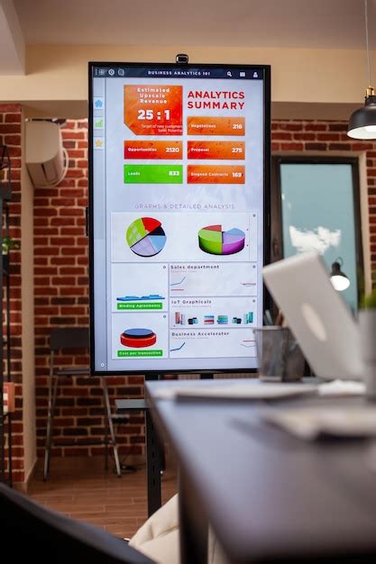 디지털 화면은 회사 분석을 보여줍니다 무료 사진