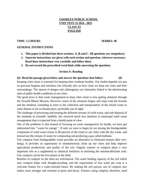 Class 11 Unit 2 2024 25 Pdf Compost Agriculture