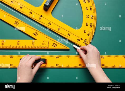 Hands Measuring Angle By Protractor Hi Res Stock Photography And Images Alamy