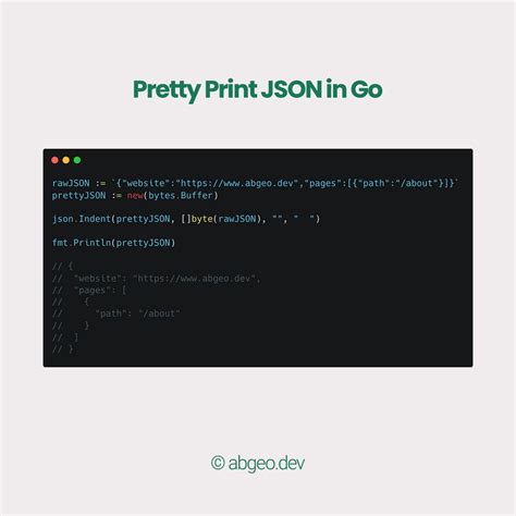 Golang Json Prettyprint Goprogramming Codingtips Productivity