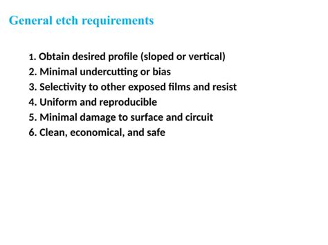 Etching In Vlsi Fabrication Techniques Of Modern Ppt Chemistry