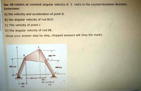 Solved Bar Ab Rotates At A Constant Angular Velocity Of Rads In The