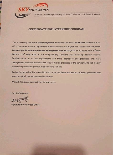 Dev Doshi On Linkedin Internshipcompletion Professionalgrowth Newbeginnings