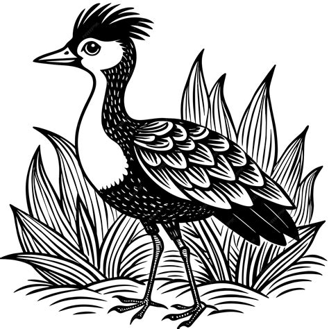 чёрно белый рисунок птицы с черно белым фоном Премиум Ai