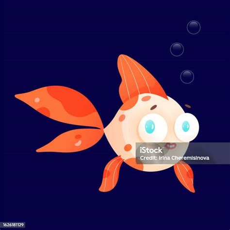 귀여운 금붕어 꼬리 재미있는 얼굴 지느러미가 있는 주황색 수중 아기 물고기 캐릭터 귀여운에 대한 스톡 벡터 아트 및 기타 이미지 귀여운 금붕어 금색 Istock