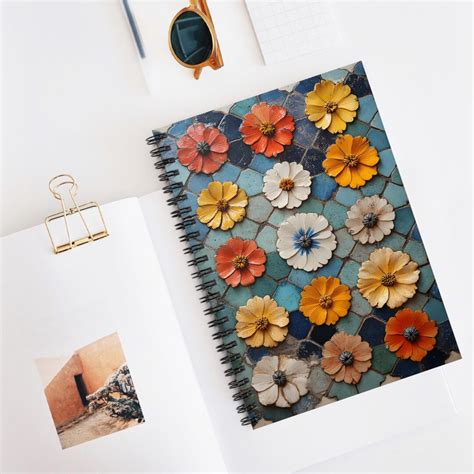 Floral Notebook Vibrant Spring Flowers Design Cute Journal T