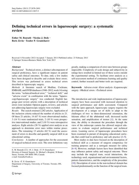 Pdf Defining Technical Errors In Laparoscopic Surgery A Systematic Review Dokumen Tips