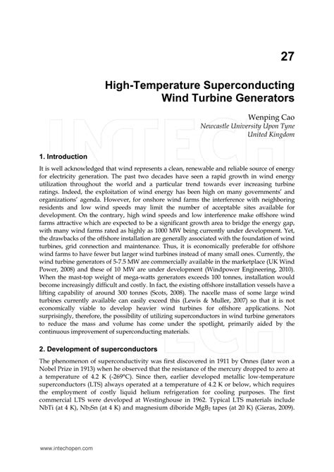 Pdf High Temperature Superconducting Wind Turbine Generators